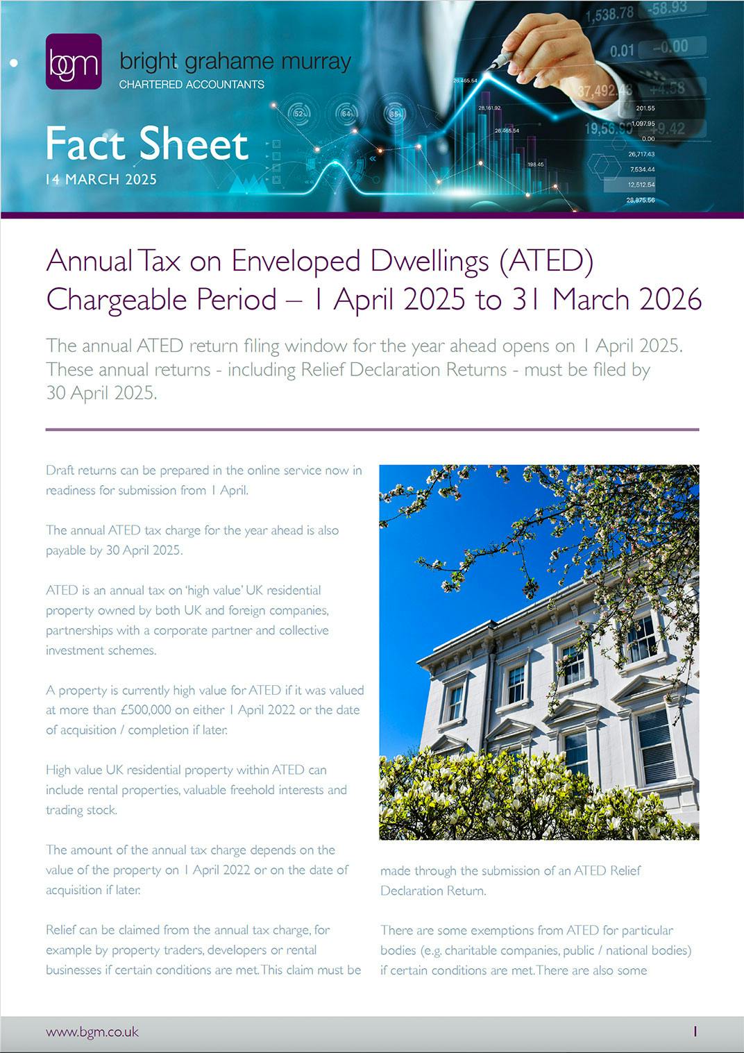Annual Tax on Enveloped Dwellings (ATED) Chargeable Period – 1 April ...